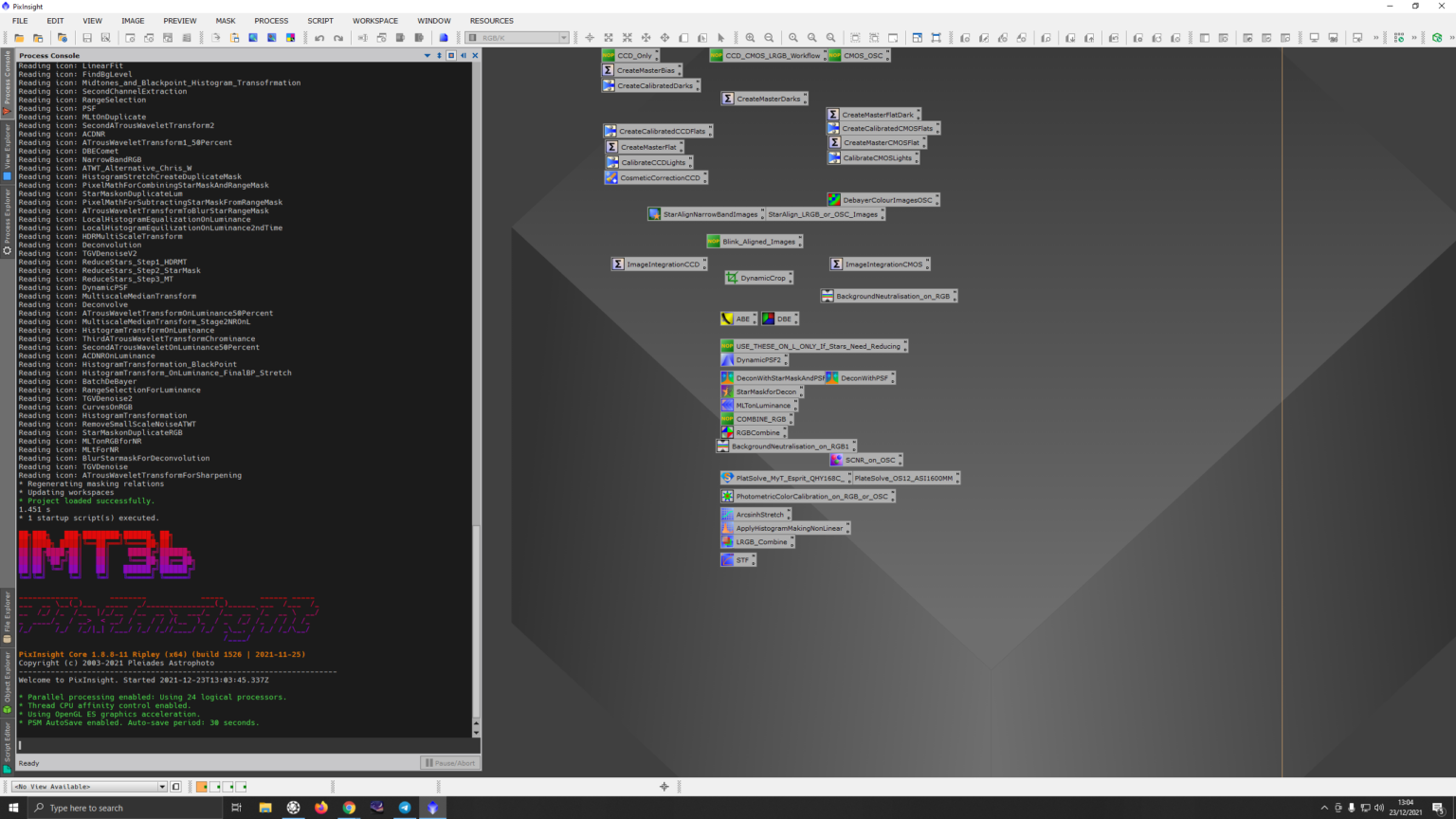 PixInsight – Load Default Project/Process Icons – IMT3b Observatory